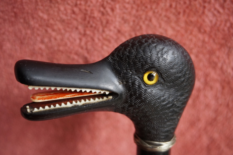 Articulated Ebony Duck, System Walking cane. France, circa 1890 ...